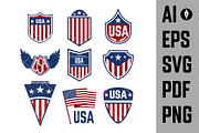 Vector set of the USA labels SVG | Icons ~ Creative Market
