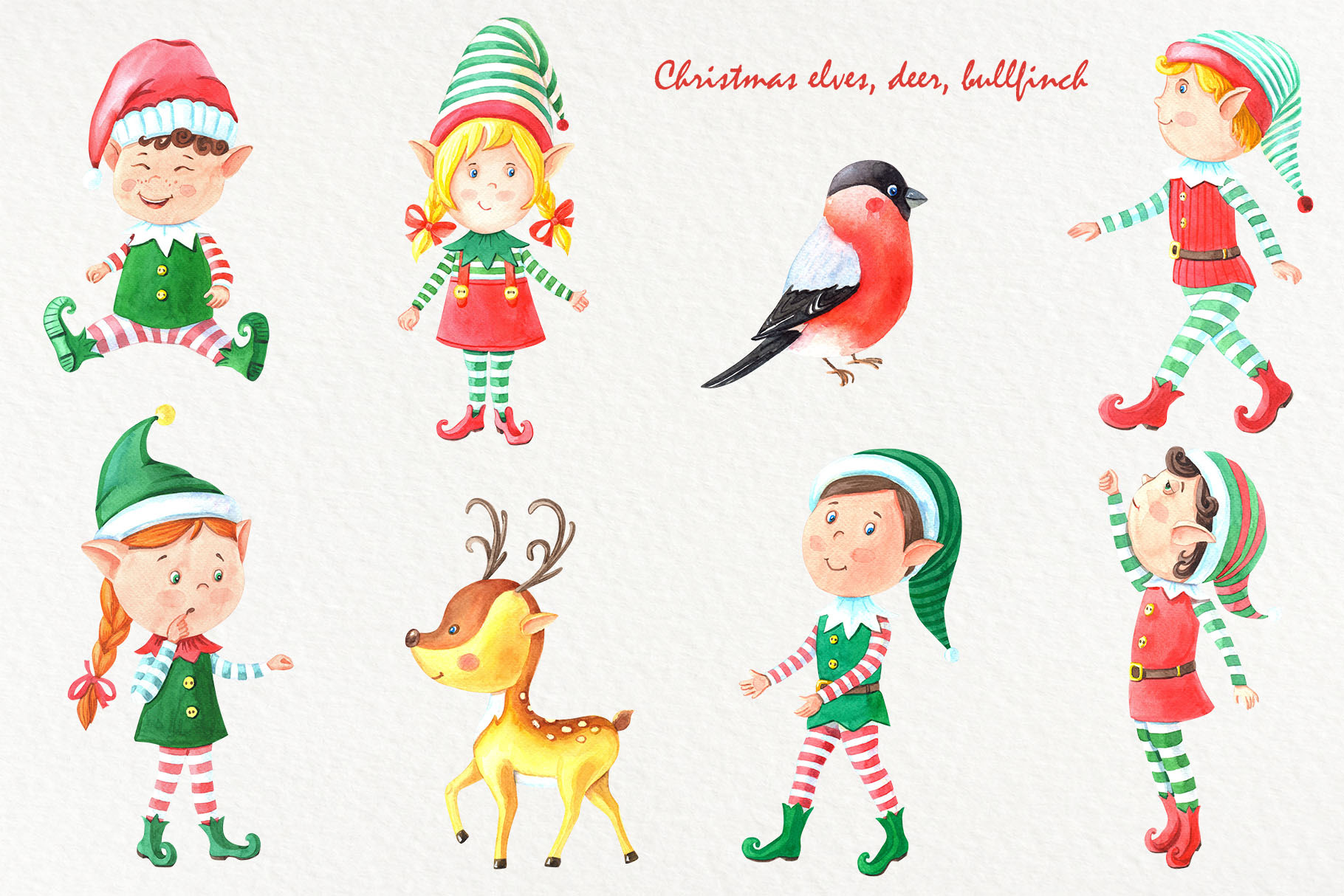 Christmas elves.Watercolor | Decorative Illustrations ~ Creative Market