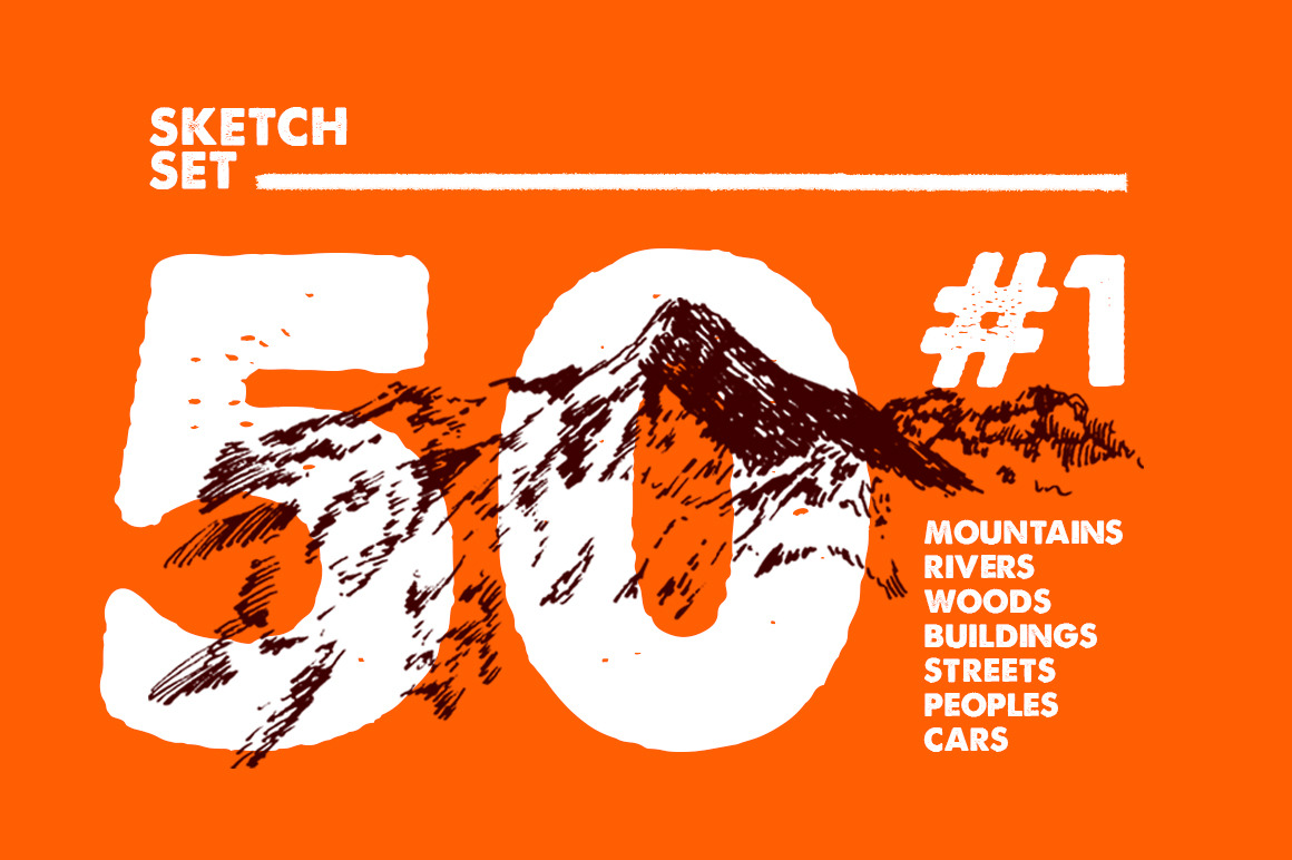 50 Sketch Set #1, an Object Graphic by Vintage Voyage Supply