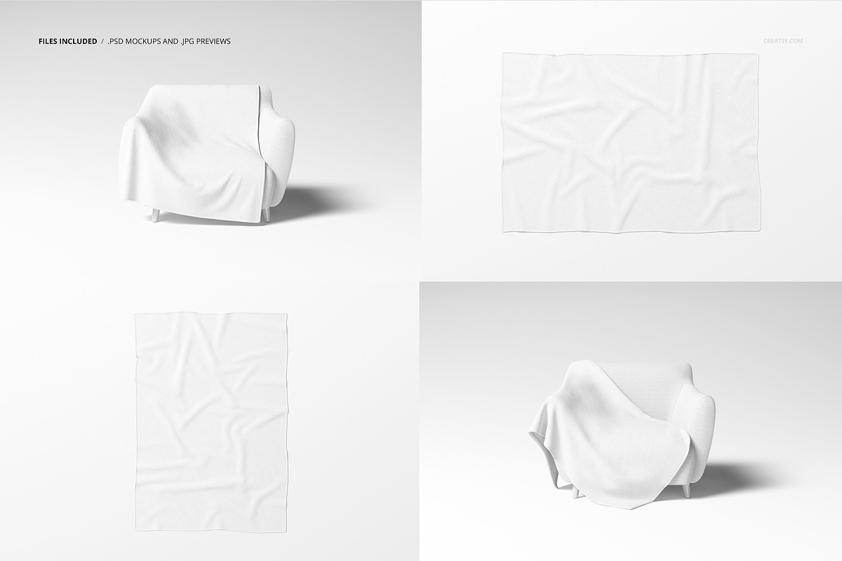 Fleece Throw Blanket Mockup Set, a Household Mockup by creatsy5
