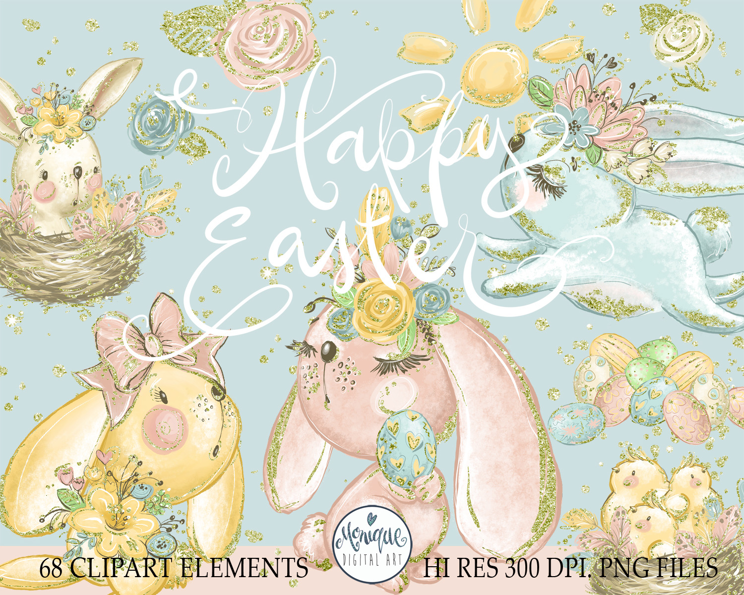 Bunny clipart, Easter bunnies, an Animal Illustration by Monique ...