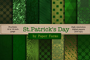 St. Patricks Day digital paper, a Pattern Graphic by Paper Farms