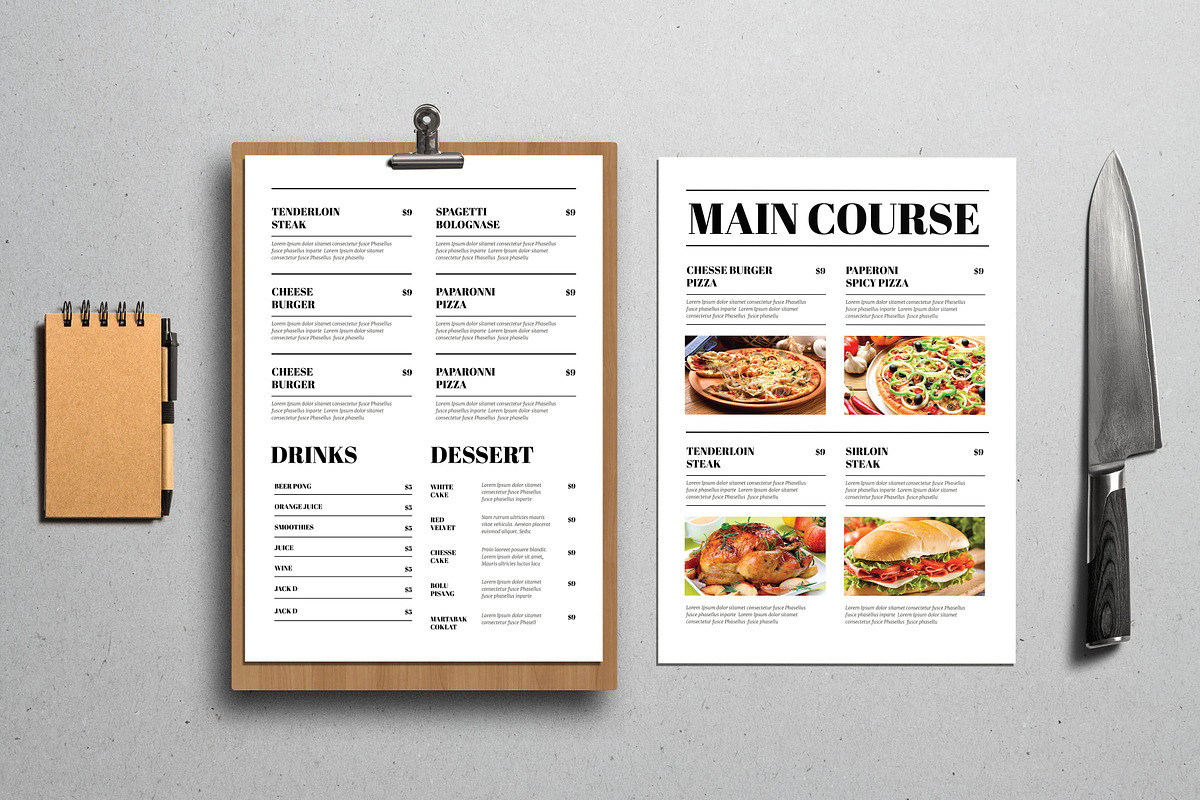 Newspaper Style Food Menus, a Templates & Theme by Guuver