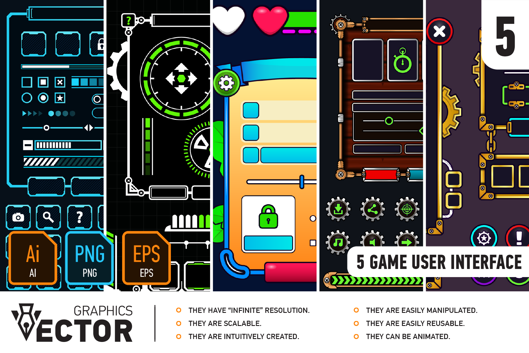 5 Game User Interface, an Object Graphic by Cruiz Studio