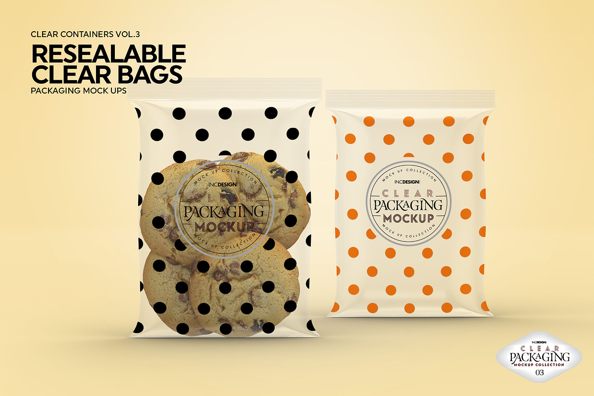Clear Resealable Bags Mockup, a Cups & Container Mockup by INCDesign