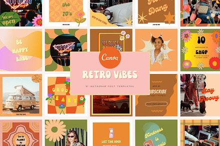 Retro Instagram Post Templates Canva | Creative Market
