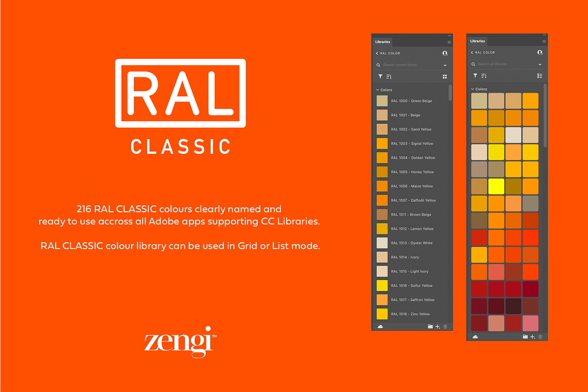 RAL CLASSIC Color Library, a Plug-in Add-On by Zengi