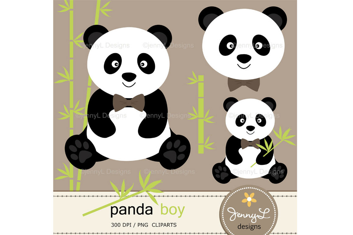 Panda Boy Digital Papers & Cliparts, a Pattern Graphic by JennyL Designs