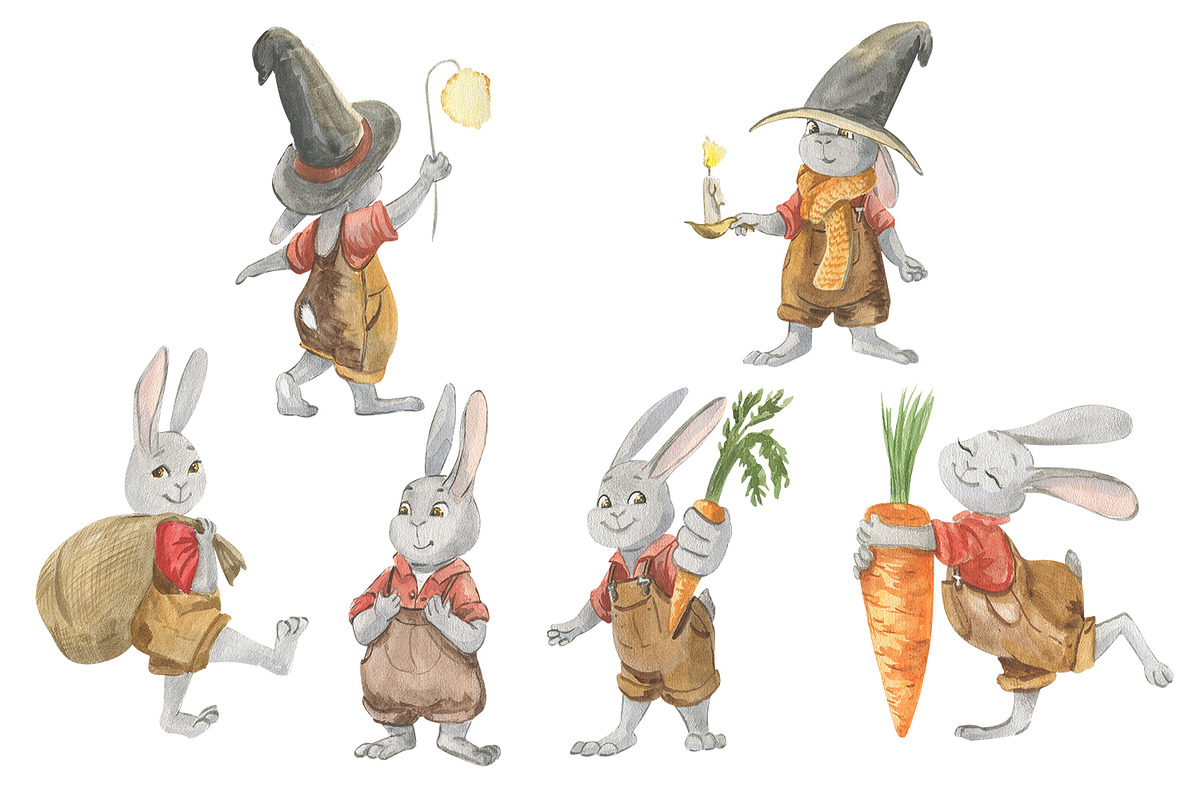 Rabbits are harvesting. | Creative Market