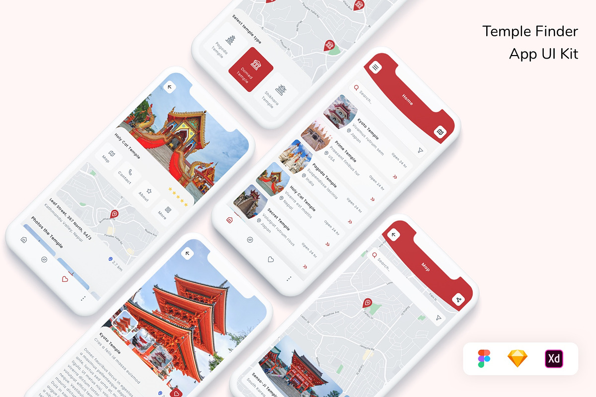 Temple Finder App UI Kit, an App Template by Betush