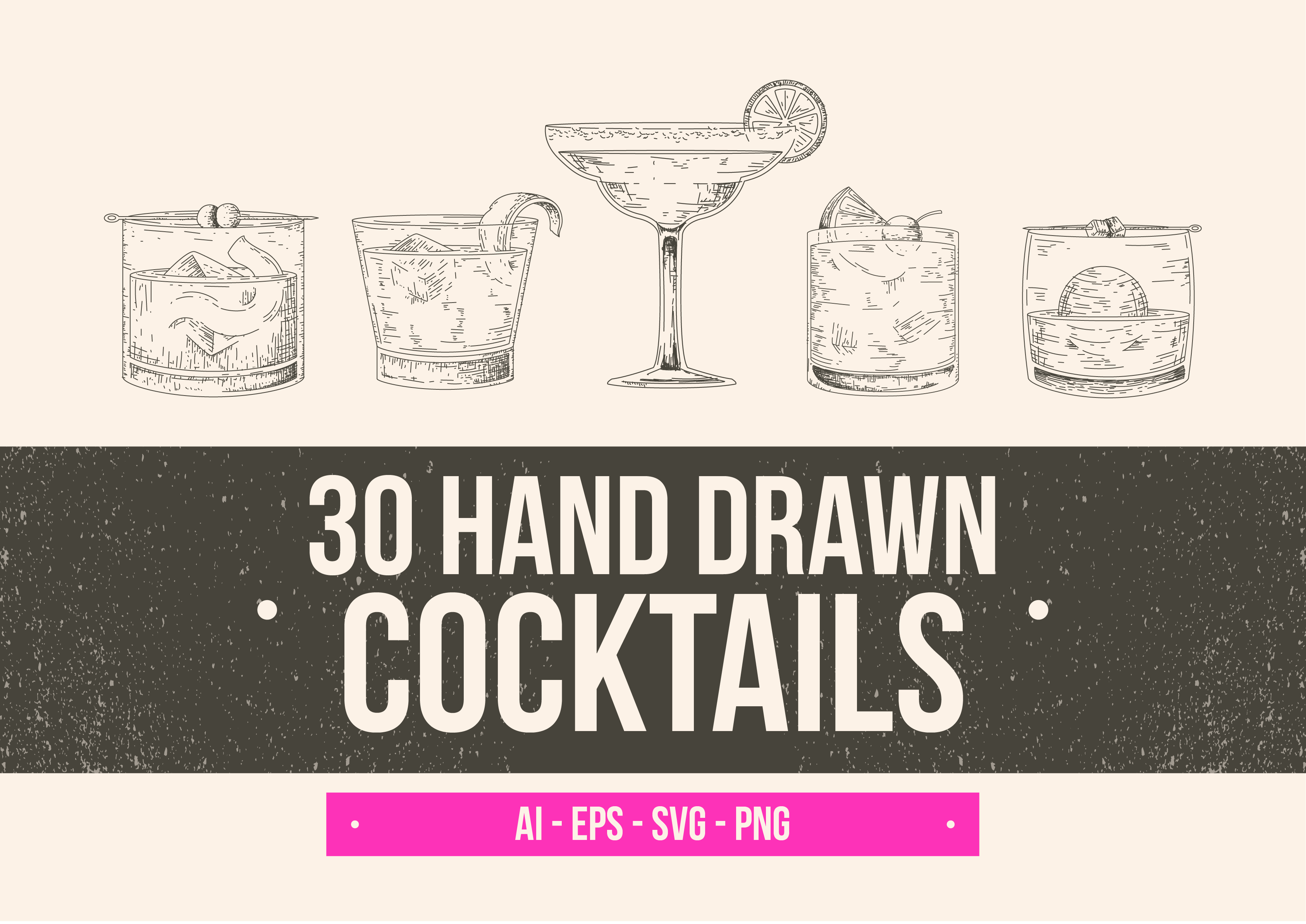 Hand Drawn Cocktails, a Food Illustration by Zaib Ali | Creative Market