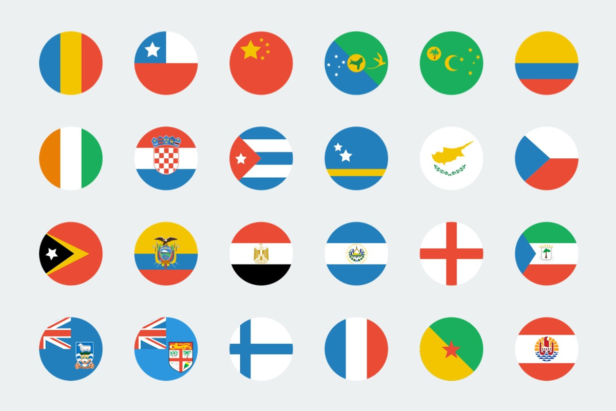 Flat circular world flag icons, an Icon by Xinh Studio