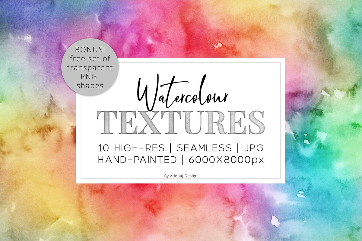 10 Huge Rainbow Watercolors, a Background Graphic by AdenaJ
