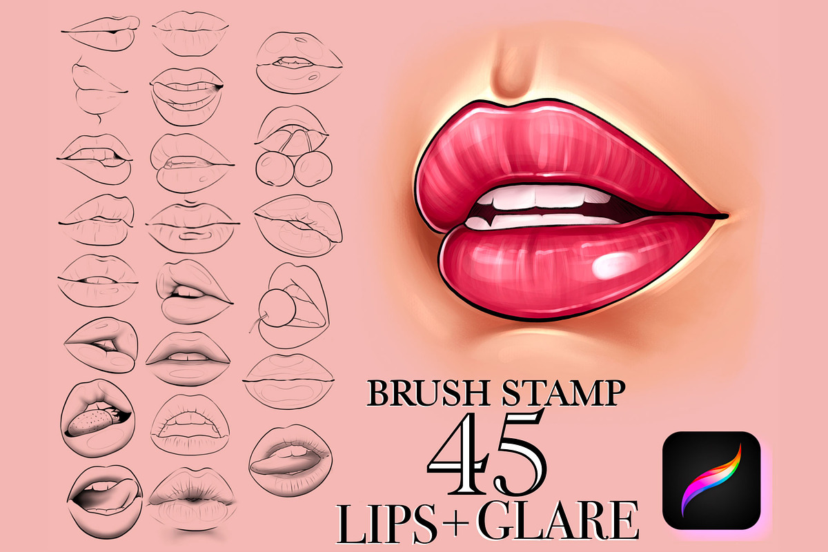 Procreate lips brushes, a Brush Add-On by Elenbushe