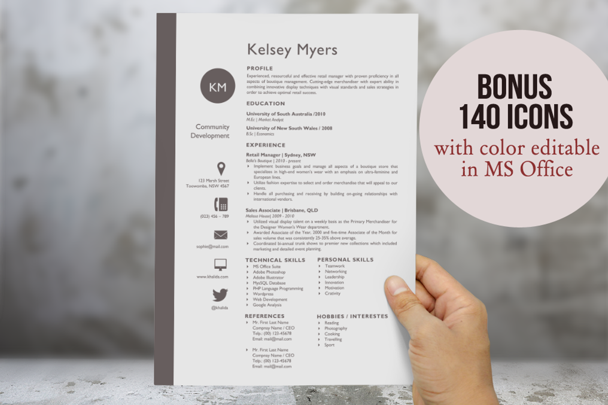 Two columns round initials resume, a Resume Template by Inkpower
