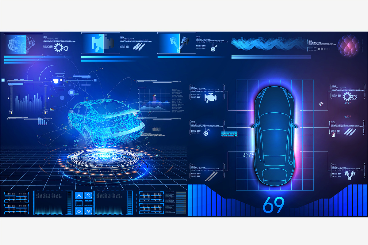 Futuristic car user interface HUD UI, a Background Graphic by ZinetroN