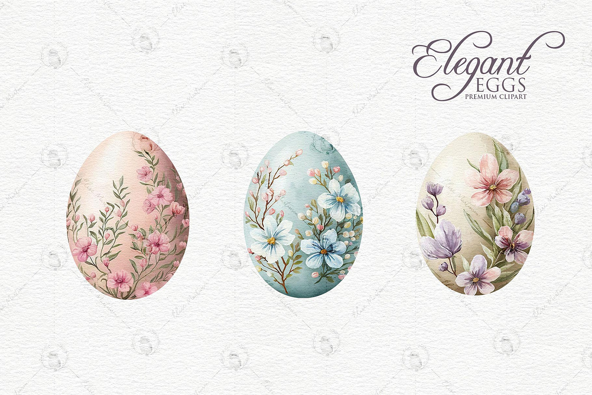 Floral Easter Eggs Clipart, an Illustration by Clip Art by Elise M ...