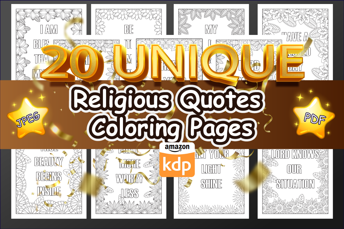 Religious Quotes Coloring Pages, an Object Graphic by ElimesherStudio