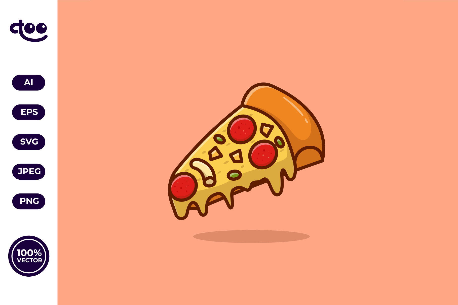 Pizza slice food floating cartoon