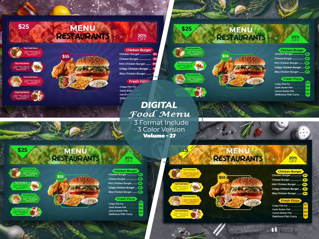 Digital Food Menu Design Template, a Stationery Template by MRI STUDIO
