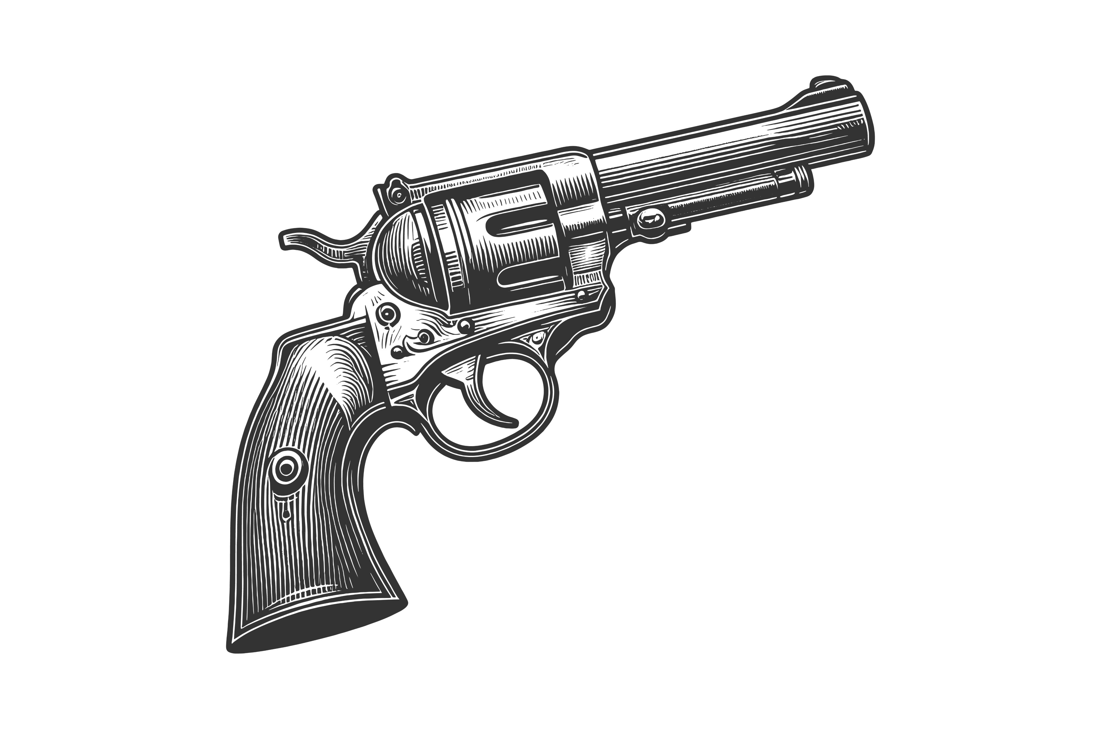 Revolver engraving sketch vector, an Illustration by AlexArt