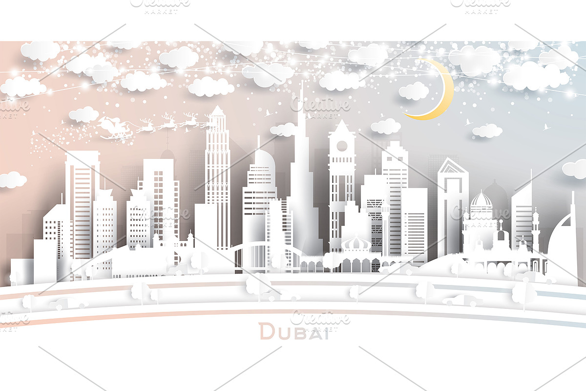 Dubai UAE City Skyline in Paper Cut, an Illustration by Booblgum ...