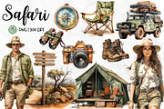 Safari Camping Watercolor Clipart, a Decorative Illustration by Maysa Art
