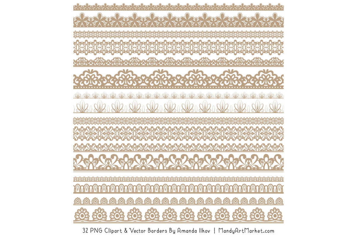 Champagne Lace Clipart Borders, an Illustration by Amanda Ilkov