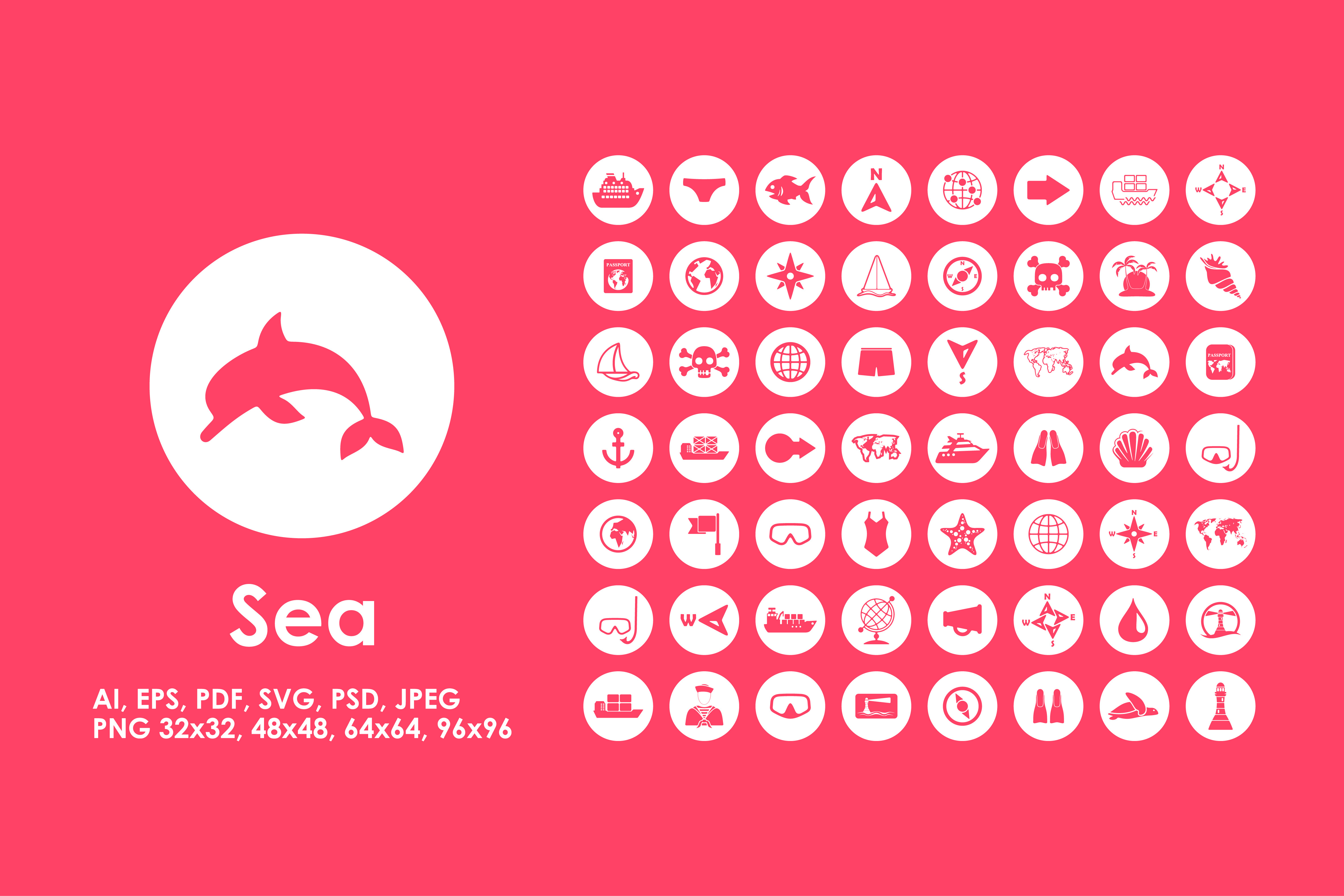 56 Sea simple icons, an Outline Icon by Palau