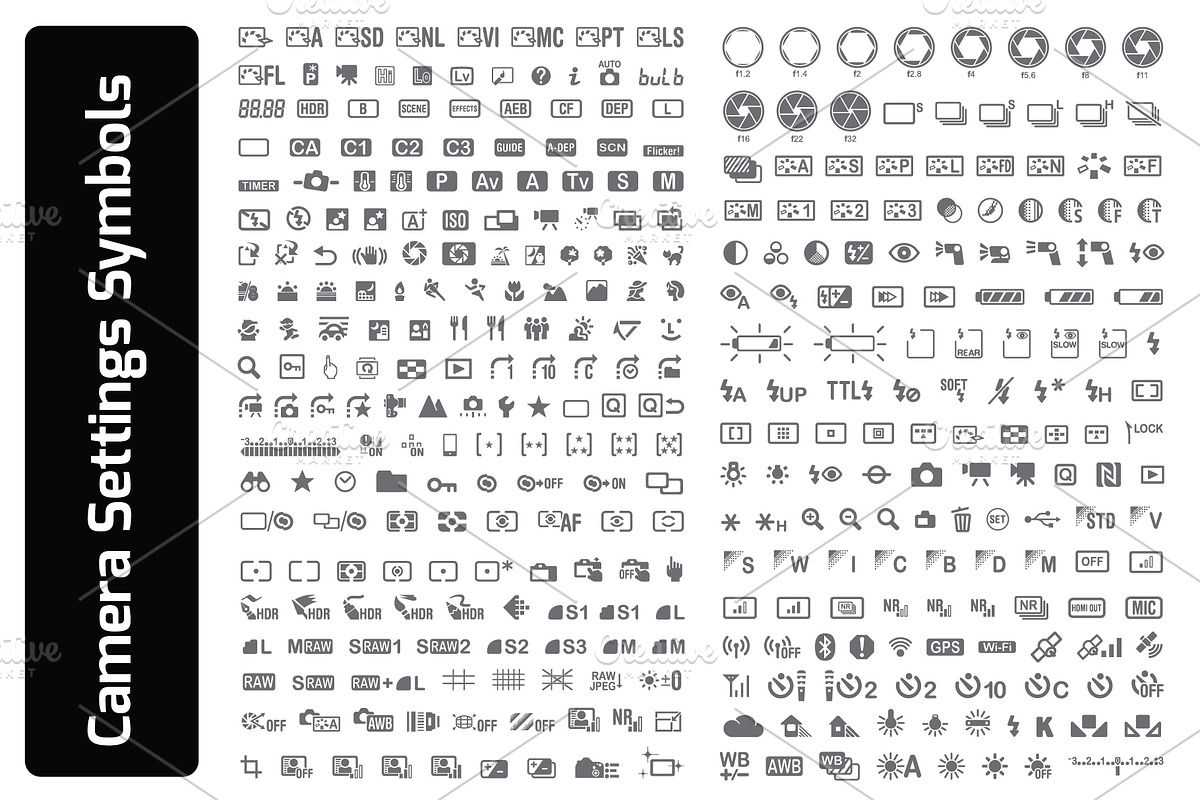 350 Camera Settings Symbols, an Icon by ALS design