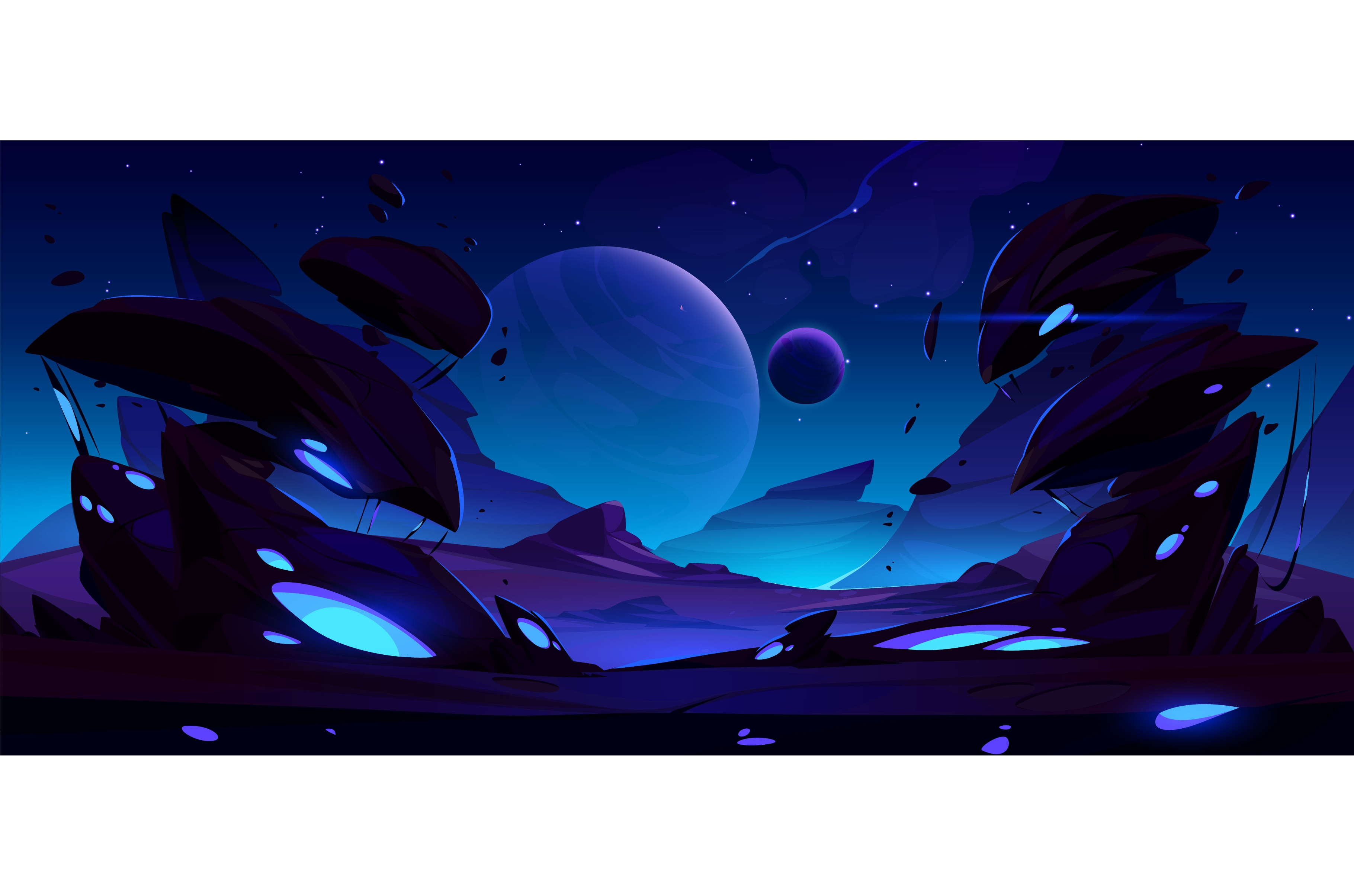 Fantastic night landscape, alien, an Illustration by art PVP - market