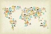 World map with people profile icons, a Person Illustration by vekstok