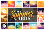 Set of Summer cards, a Seasonal Illustration by Finevector