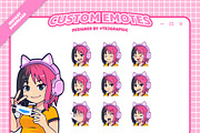 Anime Gamer Girl - Custom Emotes, an Emoji Icon by tkzgraphic
