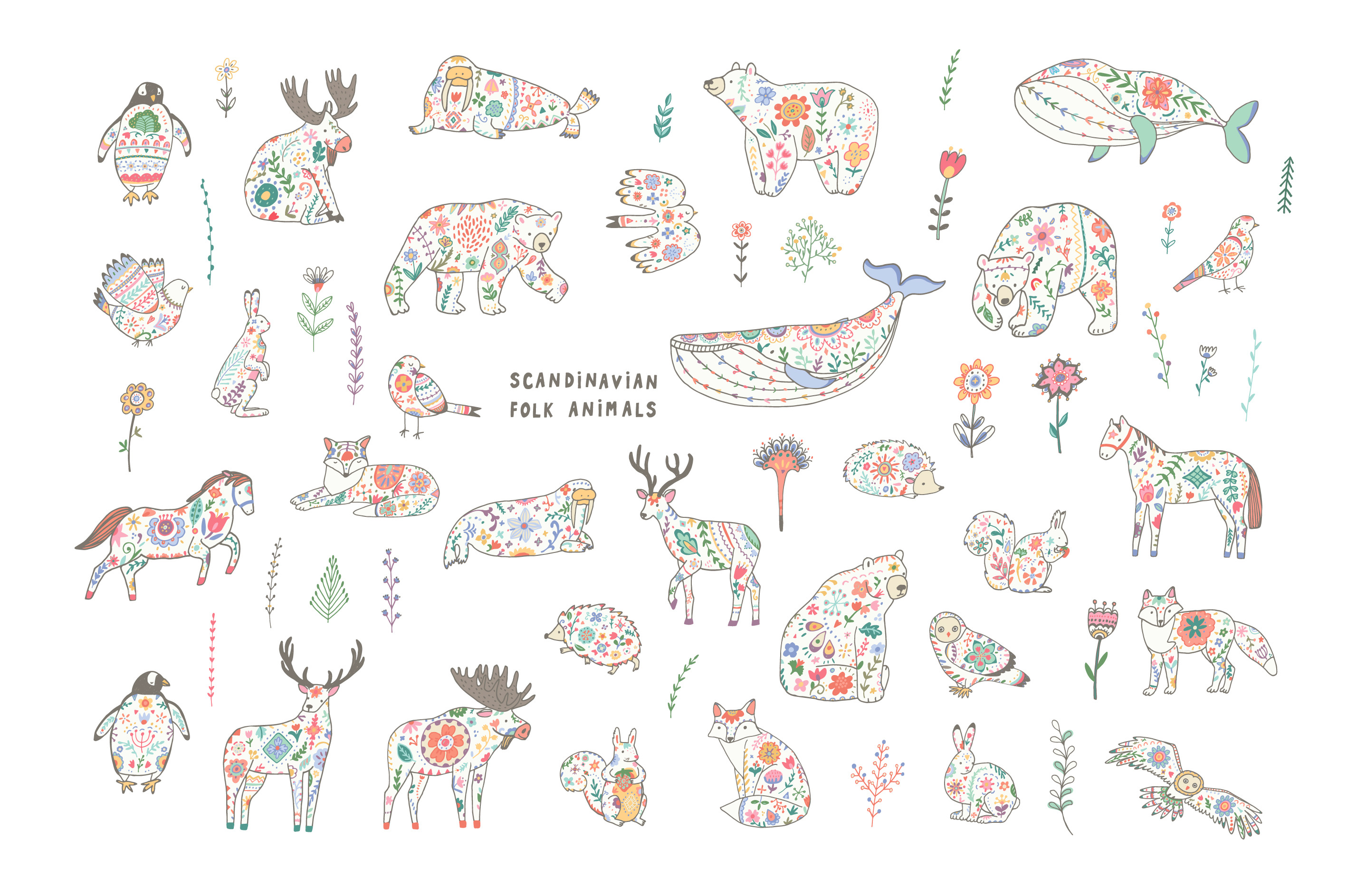 Scandi Folk Animals, an Animal Illustration by GooseFrol