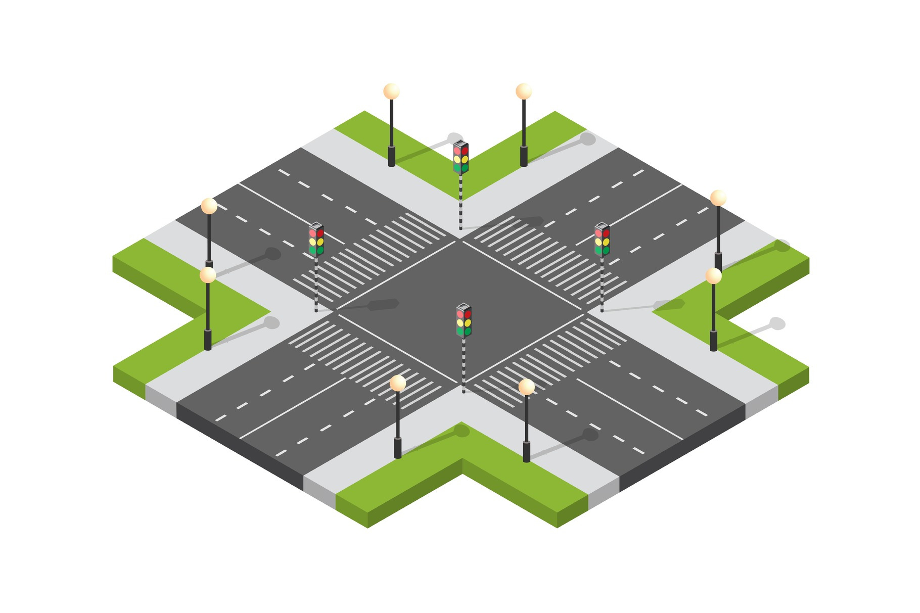 Vector highway intersection, a Transportation Illustration by AlexZeL
