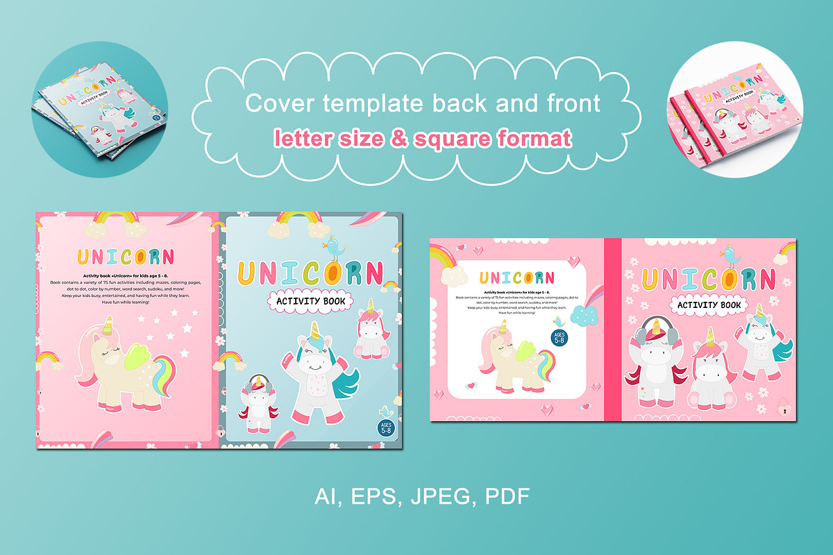Unicorn Activity pages for kids book, an Education Illustration by ...