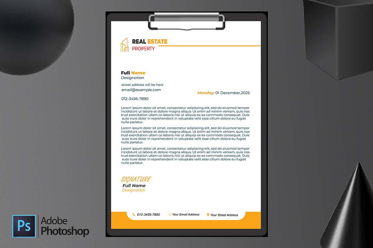 Modern Letterhead Template PSD