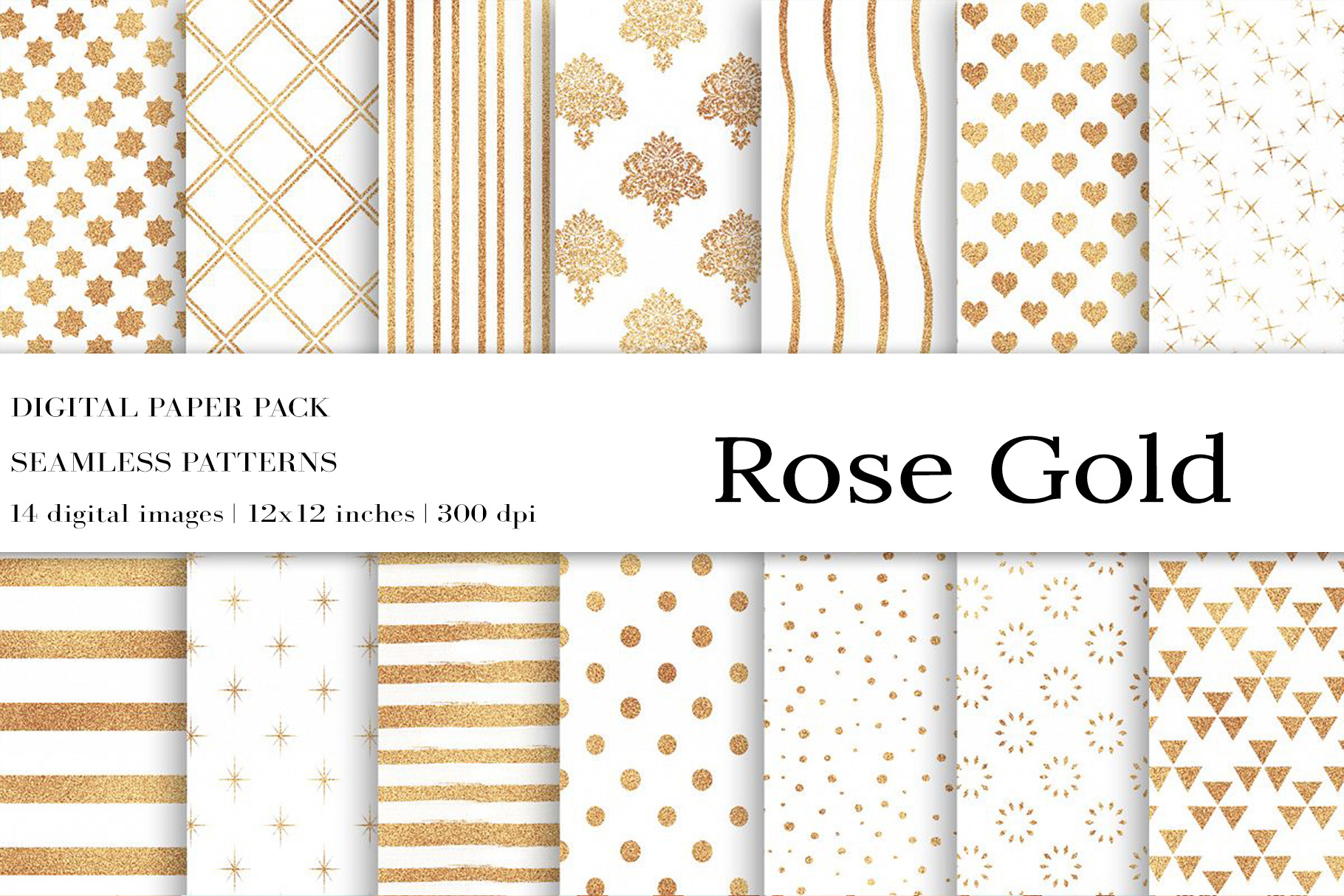 Rose Gold Digital Paper, a Pattern Graphic by BonaDesigns