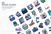 30 Artist studio Icon set, an Outline Icon by Just Icon