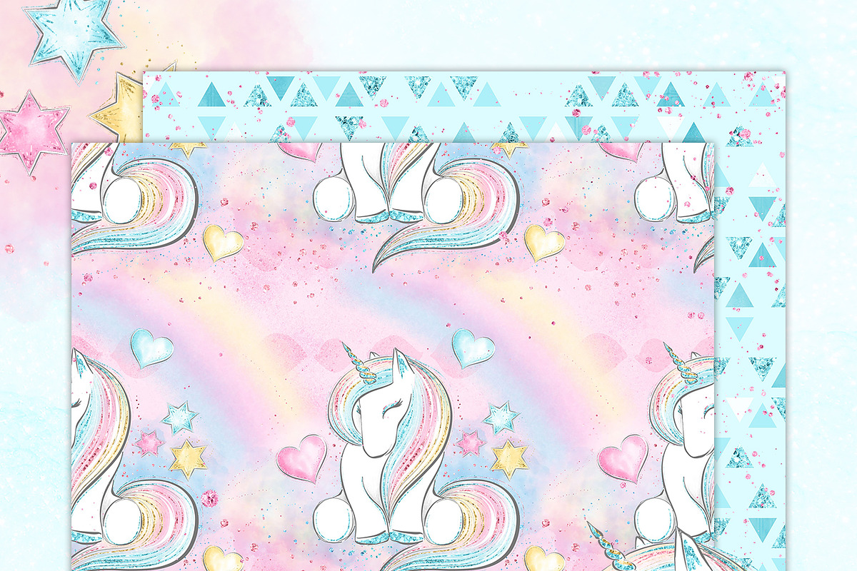 Unicorn Digital Paper, a Pattern Graphic by Phantasia Design | Creative ...