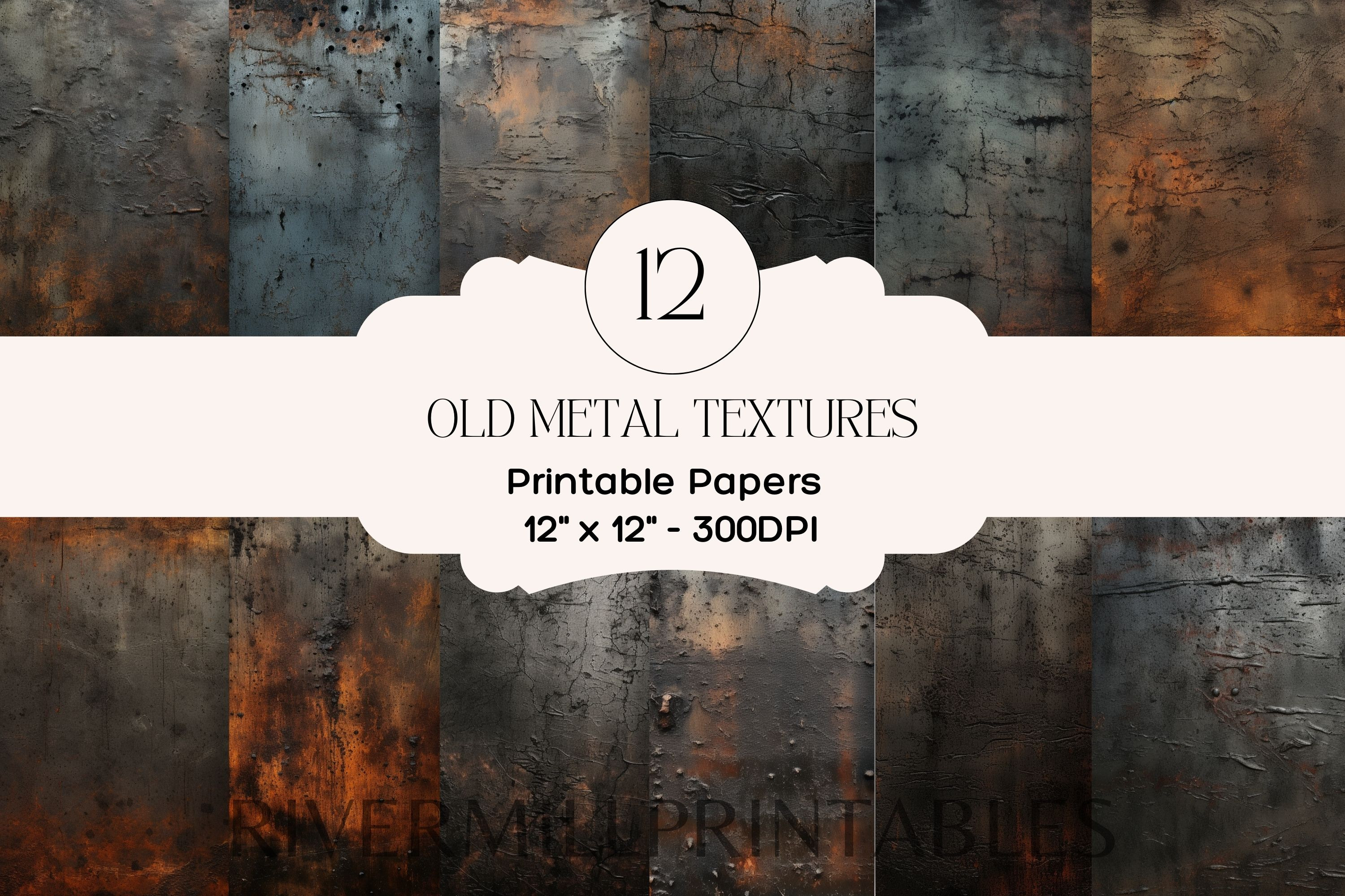 Old Metal Textures Digital Paper, a Texture Graphic by Rivermill Printables