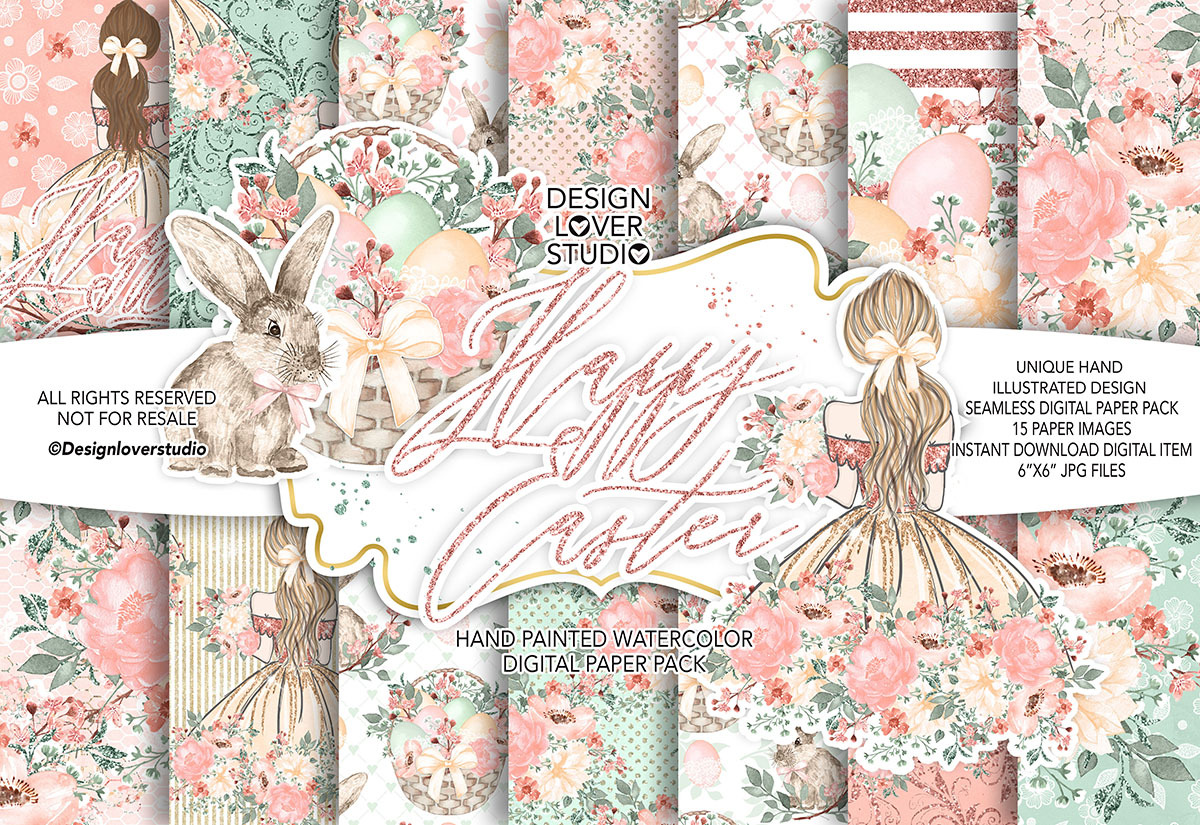- 50%Happy Easter digital paper pack, a Pattern Graphic by ...