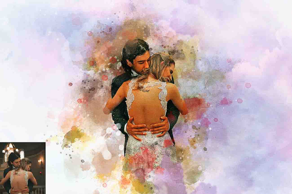 Wedding Watercolor Art PS Action, an Action Add-On by Studio Retouch ...