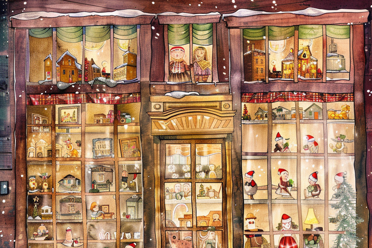 Vintage Christmas Toy Shop Window