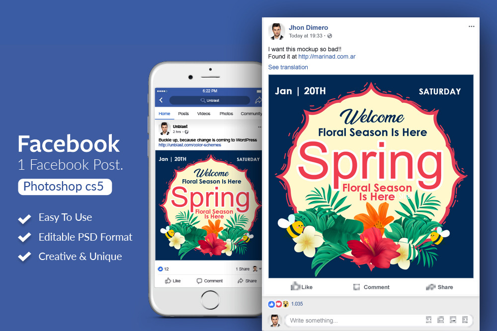 Spring Season Facebook Post Banner, a Templates & Theme by Business Flyers