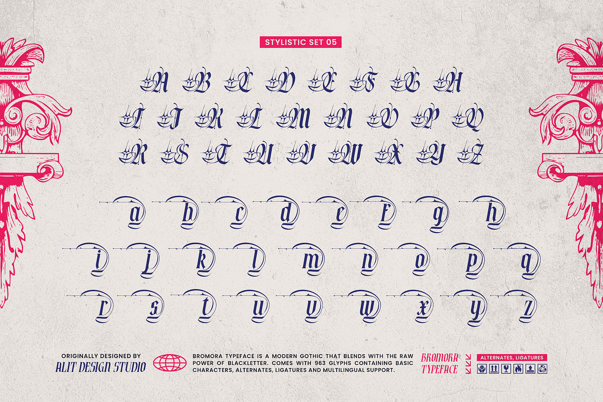 Bromora Typeface, a Blackletter Font by alit design