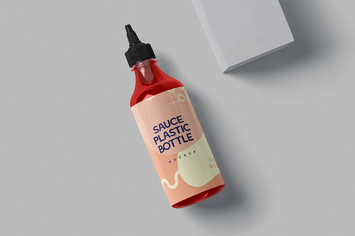 Sriracha Plastic Bottle Mockups, a Packaging Mockup by DesignNeutrons