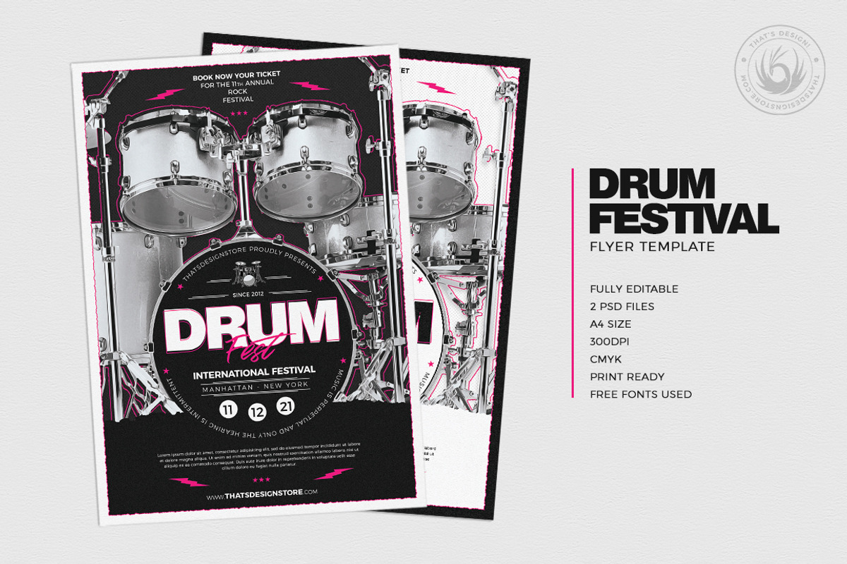 Drum Fest Flyer Template, a Flyer Template by ThatsDesign Art