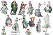 Vintage French Flower People, an Illustration by Verdigris Studios